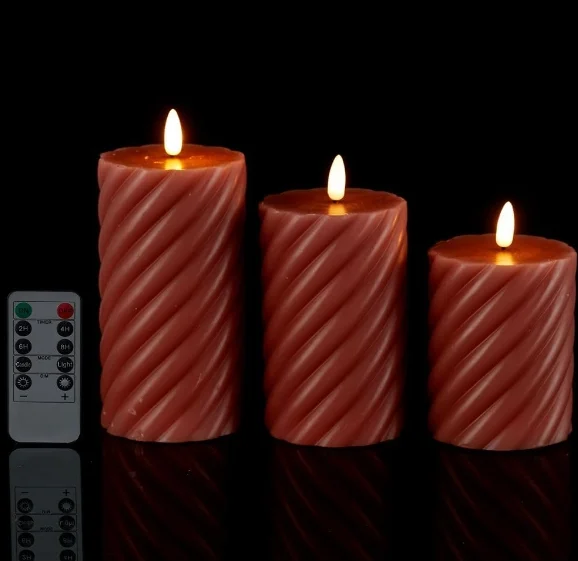 Red Pillar Flameless Candles Battery Operated With Remote Led Pillar ...