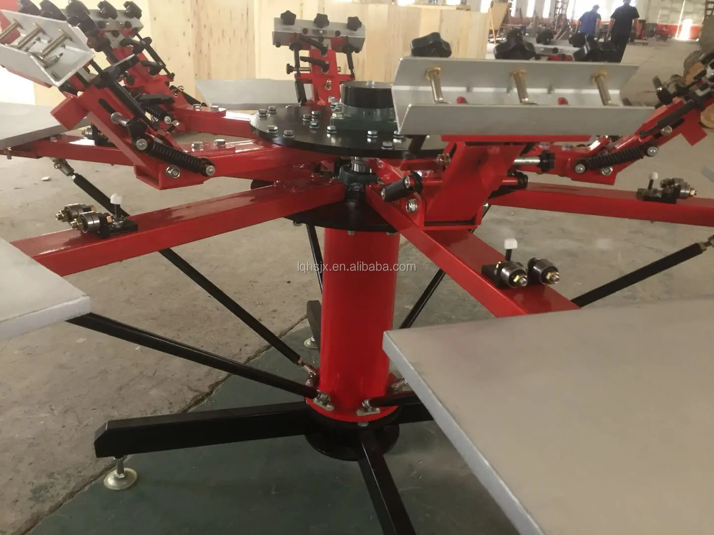 High Precision Manual 6 Head 6 Station T Shirts Silk Screen Printing ...