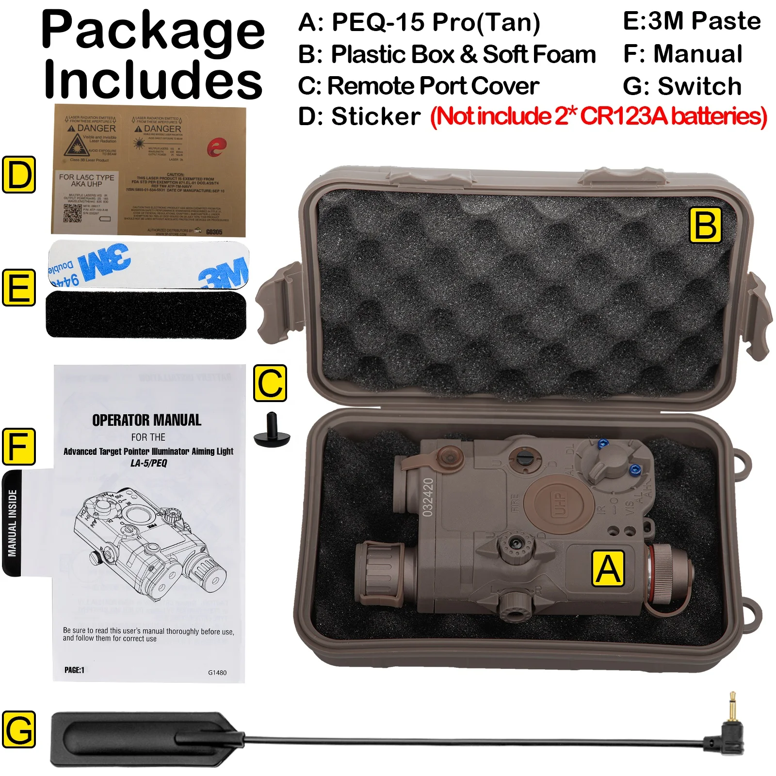 Multi-Function Tactical Flashlight LA5 PEQ 15 Battery Box ...