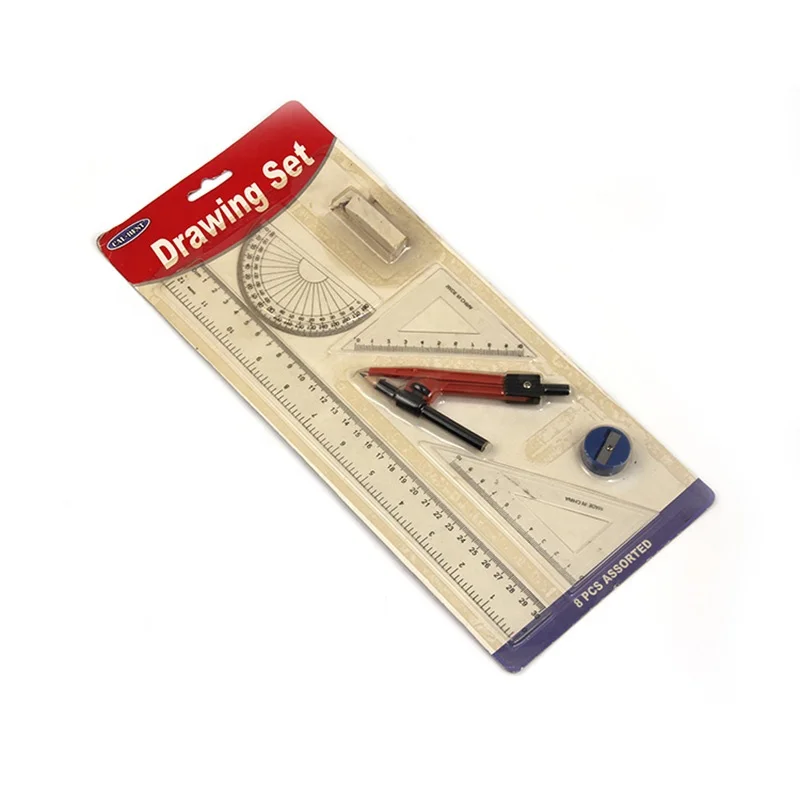 12 Pcs Math Geometry Set Transparent Pvc Stationery Compass Drawing Set ...
