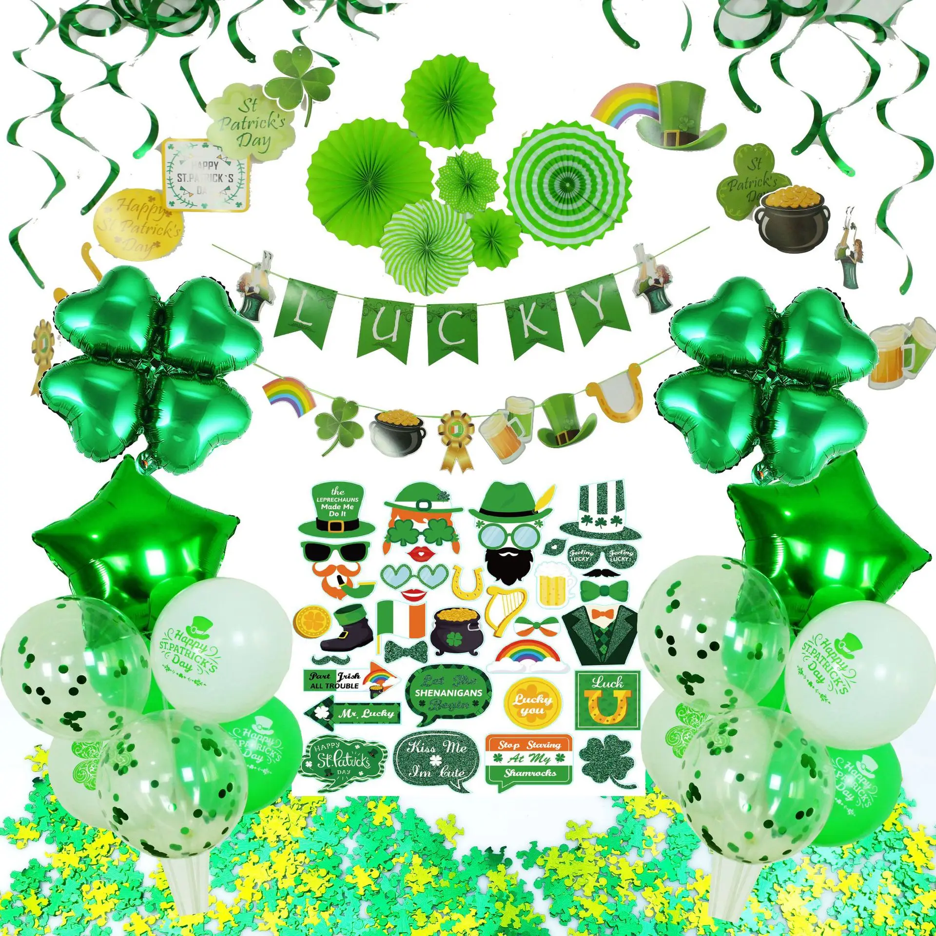 Irish Festival Lucky Grass Party Decorations Clover Flag Pulling ...