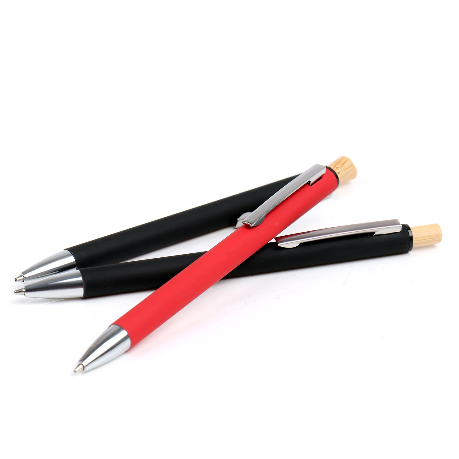 New Simple Splicing Style ECO Bamboo Button Metal Pen with Aluminum Rod ...