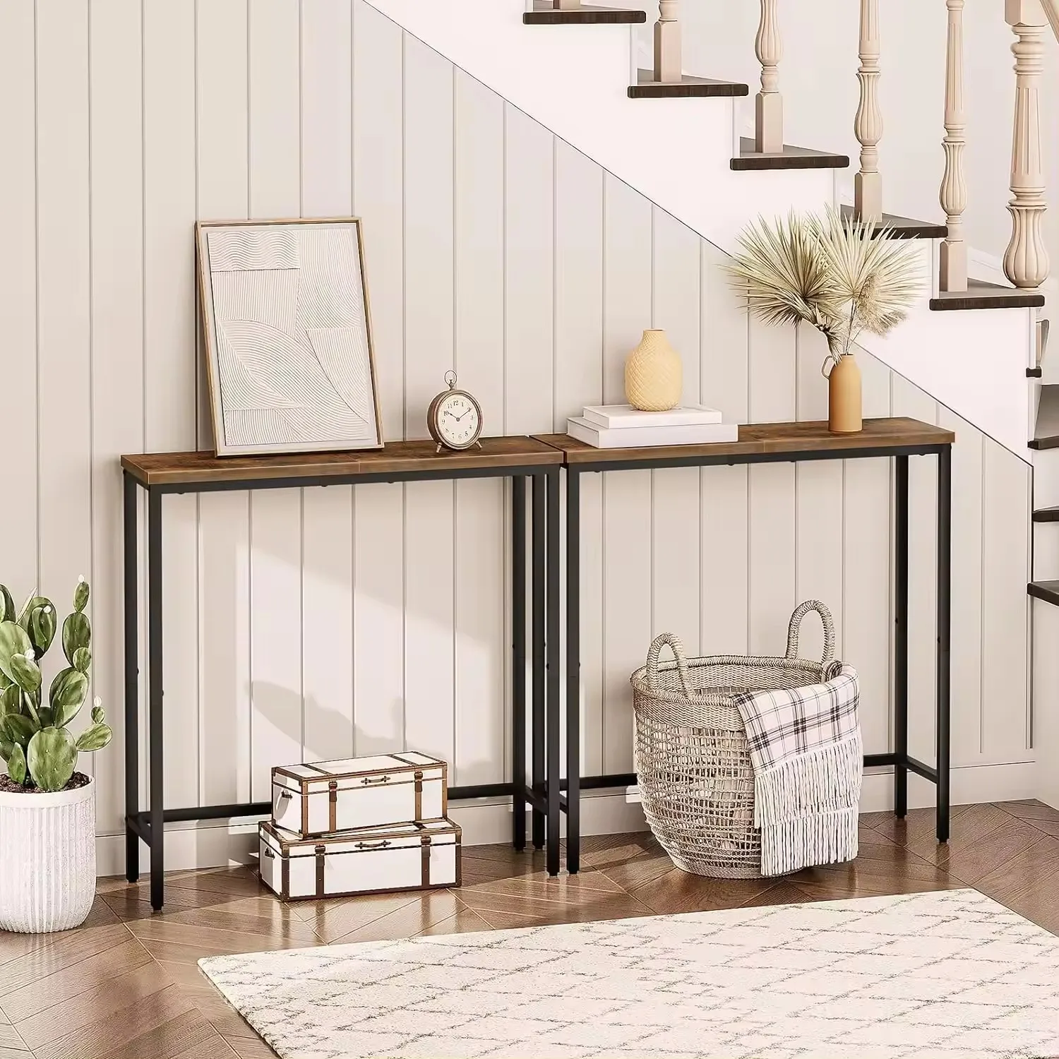 Small Entryway Narrow Console Table Small Entryway With Steel Frame ...