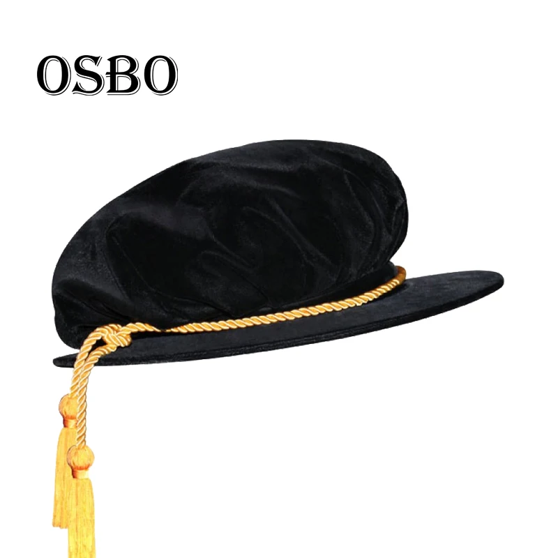 Doctoral Tudor Bonnets - Elegant Black Velvet Caps
