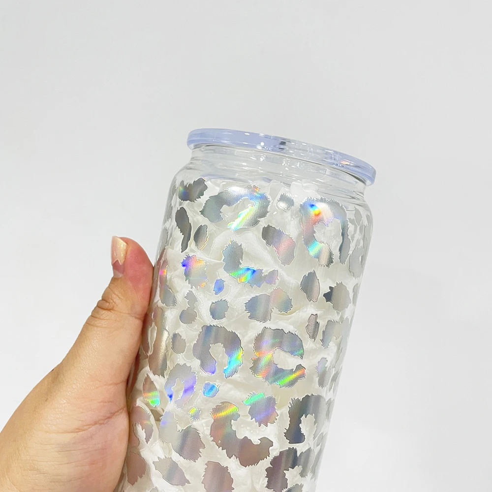 Recyclable Iridescent Vinyl Wrap Decal Holographic Leopard 16oz Clear ...