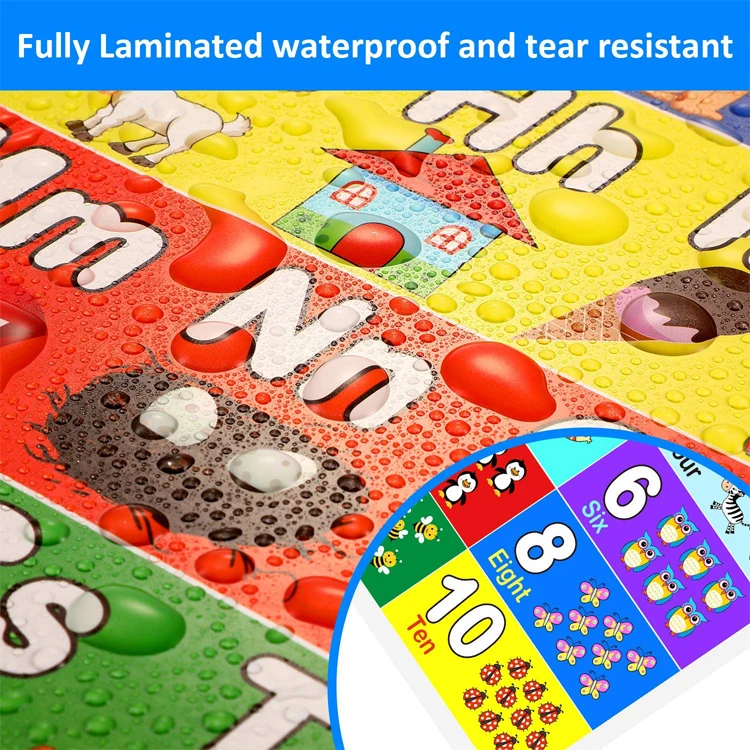 Custom Learning Alphabet Numbers Shapes Colors Chart Fully Laminated ...