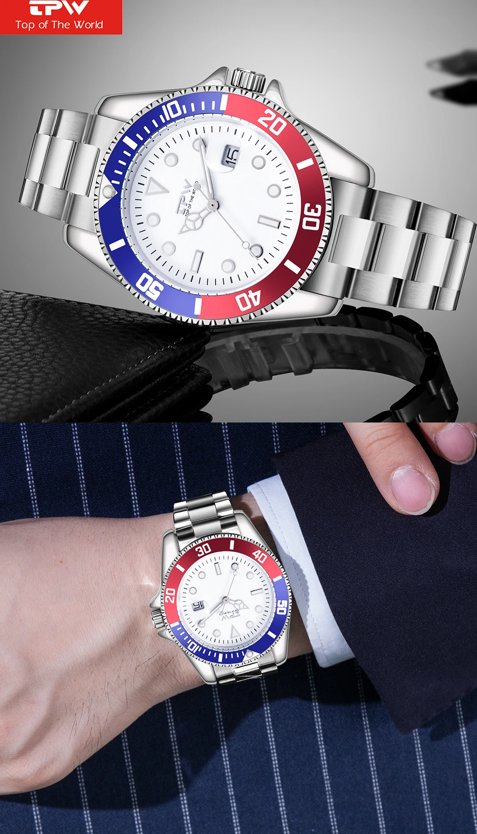 Japan Movt Quartz Branded Watch Stainless Steel Back Custom Automatic ...