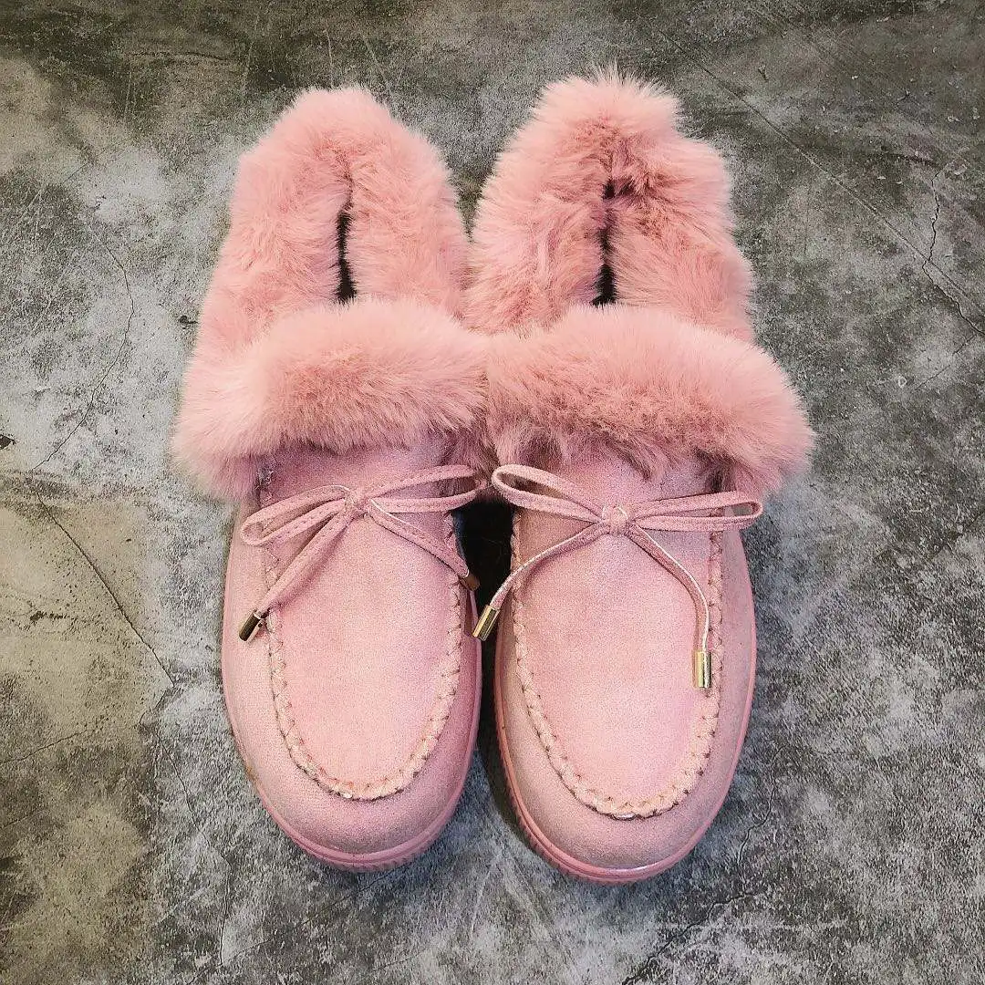 New Arrivals 2020 Ladies Casual Fur Shoes Cute Bow Knot Women Plush ...