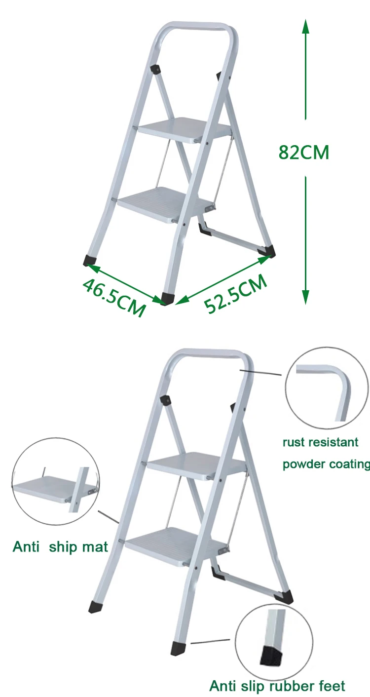 Factory Step Ladder - 2 Step with Handrail & GS Certificate