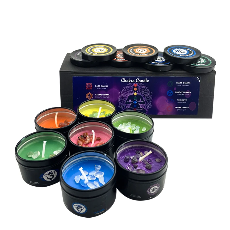 Seven Chakras Meditation Tin Candle Combo for Aromatherapy