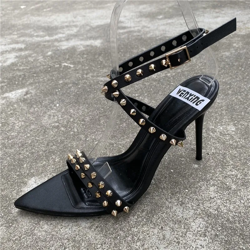 Female Rivet Heel Toe Rivet Heels 4 Inches (about 10.5 Cm) High Heel ...