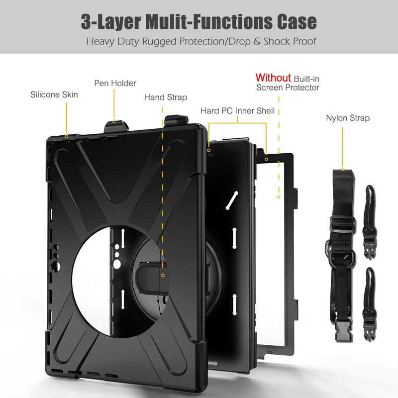 12.3 Inch Adjustable Hand Strap & Shoulder Strap Case For Microsoft ...