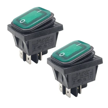 Rleil 250v 16a T100/55 Waterproof Green Illuminated Rocker Switches For ...