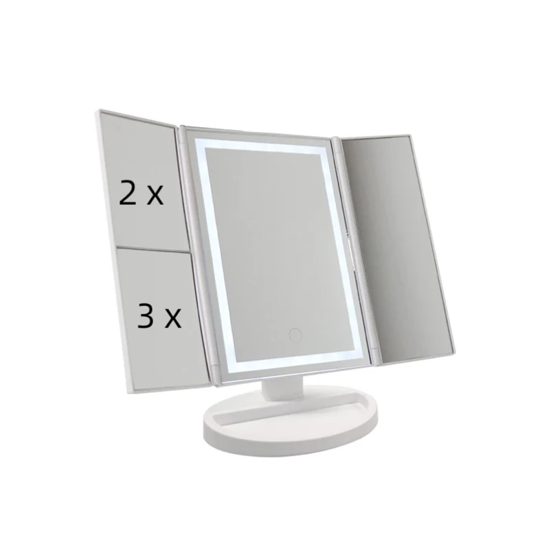 Mirror Led3 Way Triple Refraction Table Mirror Usb 2x 3x 10x Magnifying Makeup Led Mirror - Buy ...
