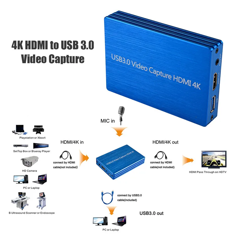 4K HDMI to USB 3.0 Converter - HD Video Grabber for OBS