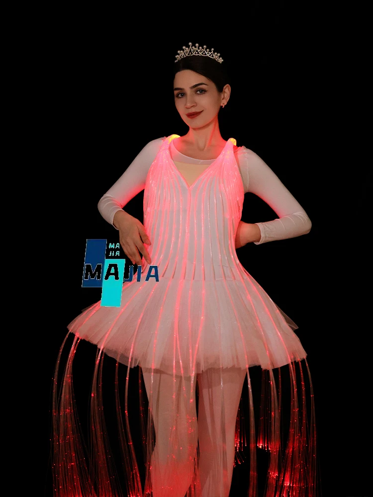 2025 New Colorful Fiber Optic Ballet tutu Costume Skirt Luminous Dress ...