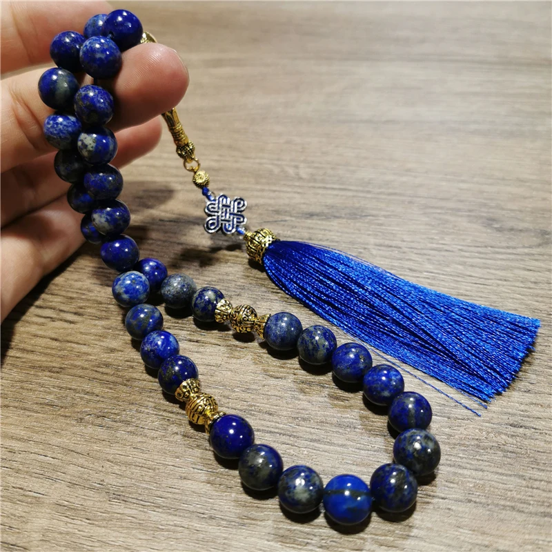 New Design Natural Lapis Stone Tasbih Gold Thread Tassel Islamic ...
