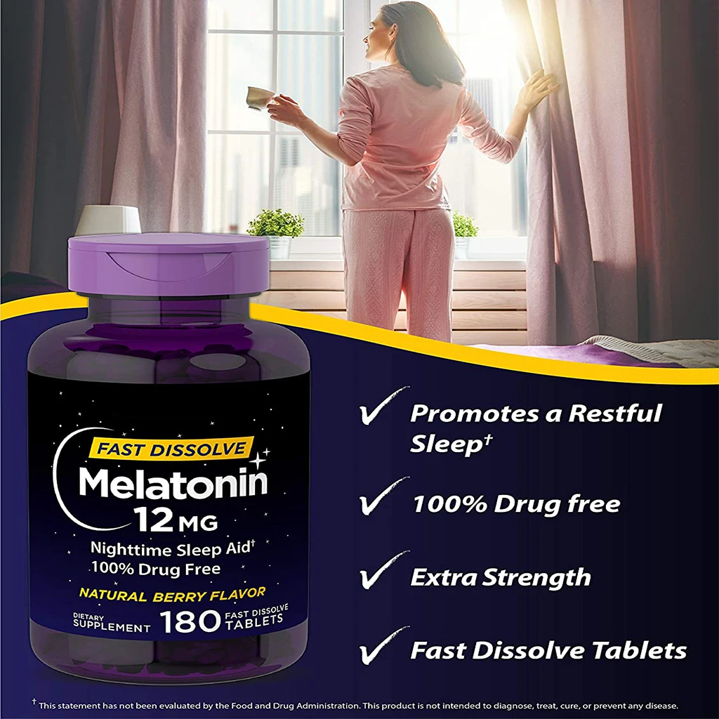 OEM Pivate Label Melatonin 12 Mg Fast Dissolve 180 Tablets