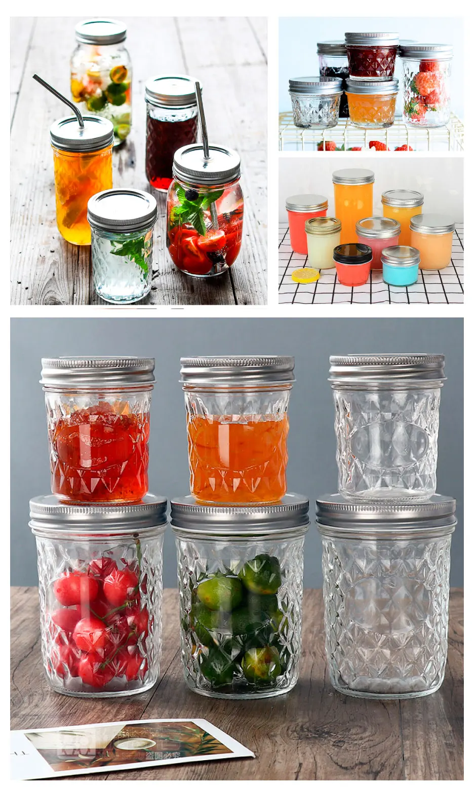 5 / 8 Oz Mason Jam Jars With Split-type Metal Lid Air-tight Mini Baby ...