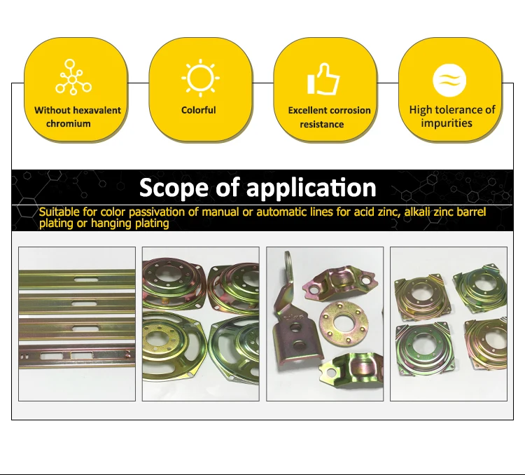 Trivalent Color Zinc Passivation Process Bz-207 Zinc Plating Color ...