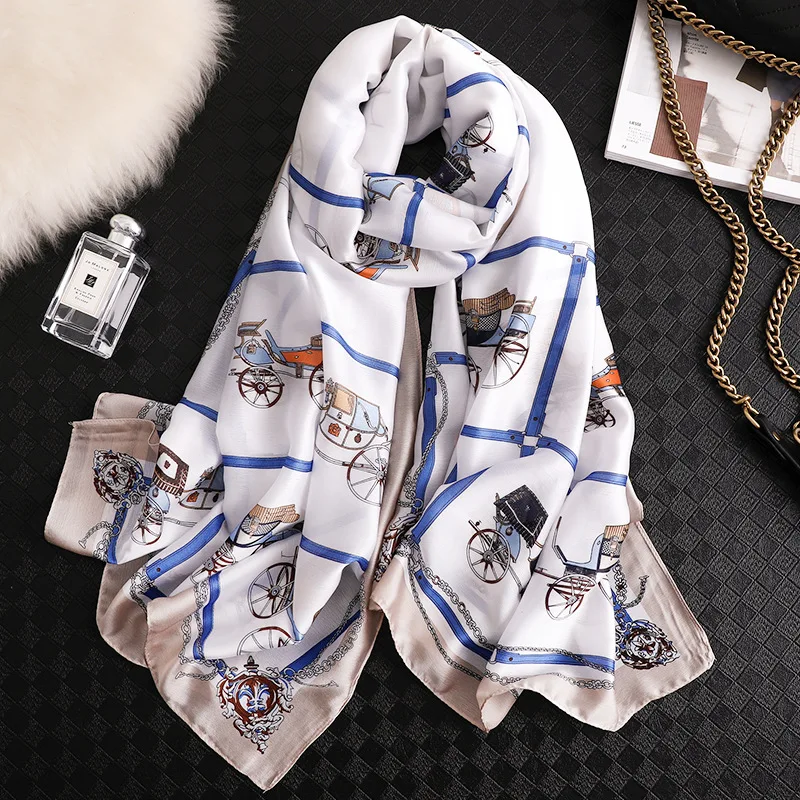 Luxury Jingpin Silk Scarf - Colorful Print Design, Soft Silk Scarves ...