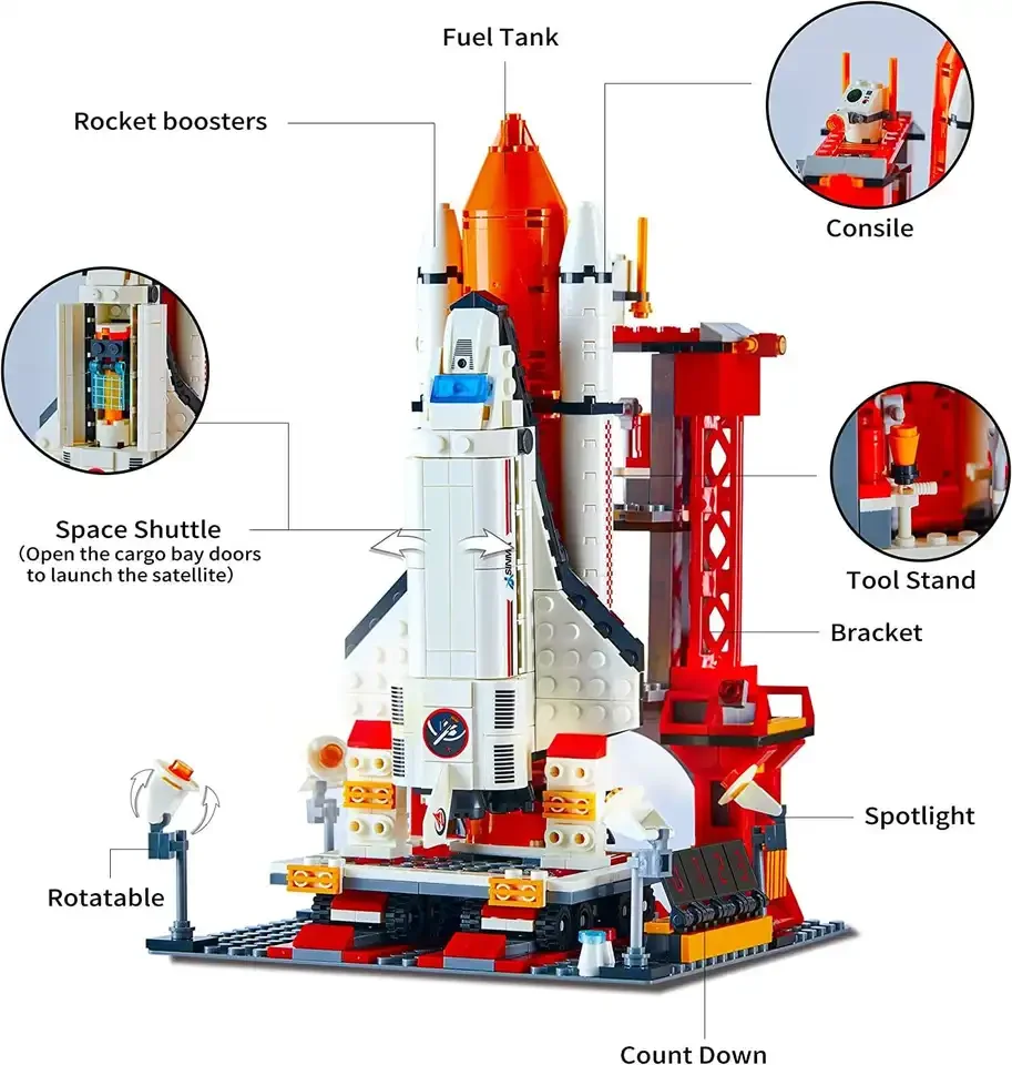 1000 Pcs Space Shuttle Building Blocks Kids Assembled Small Particle ...