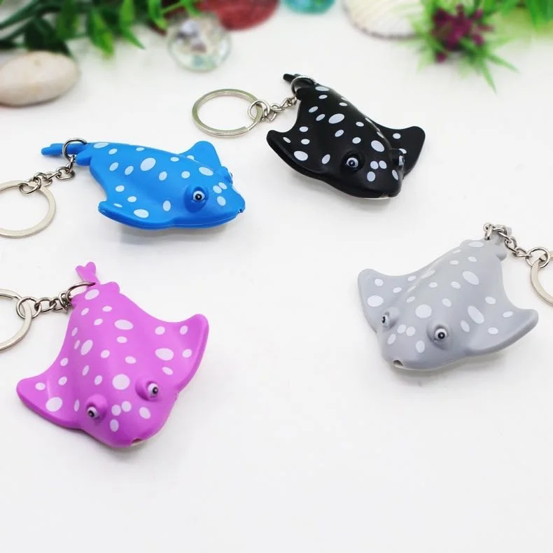 Manta Ray LED Sound Keychain - Creative Sea Animal Gift