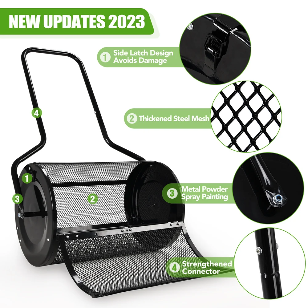 Vertak Manual Steel Mesh Small Manure Spreader Garden Peat Moss Compost ...