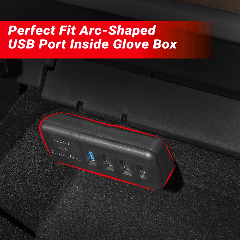 Glovebox Usb Hub Ports For Tesla Model 3 2021-2022 Splitter Docking ...