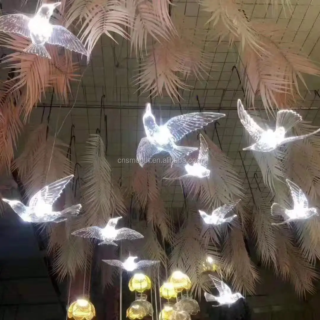 Wedding Ceiling Hanging Crystal Acrylic Bird LED Lights