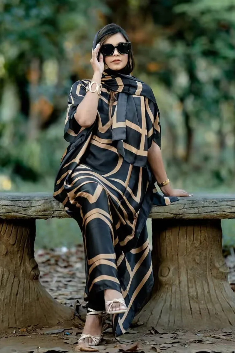 PROMISTAR 2025 Wholesale Luxury Designer Silk Printed Robe