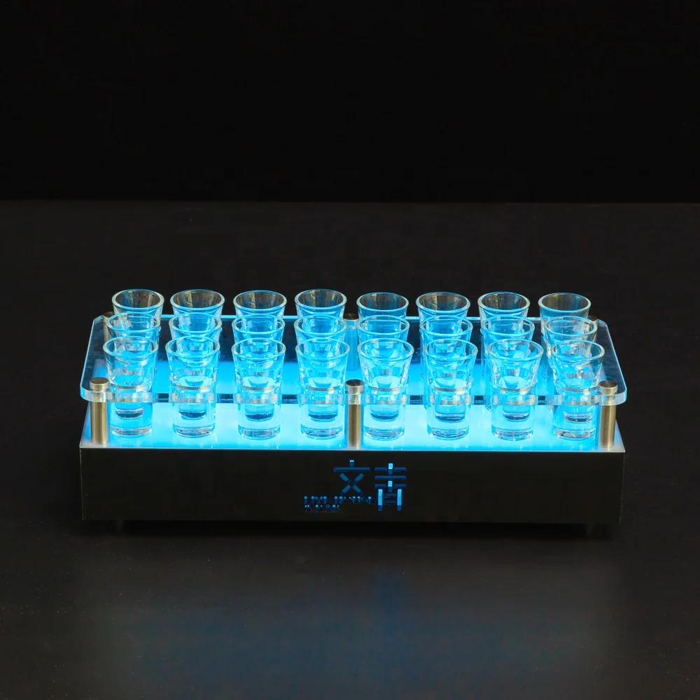 Rodnn Led Acrylic Shot Glass Serving Tray Glass Holder For 24 Shots ...