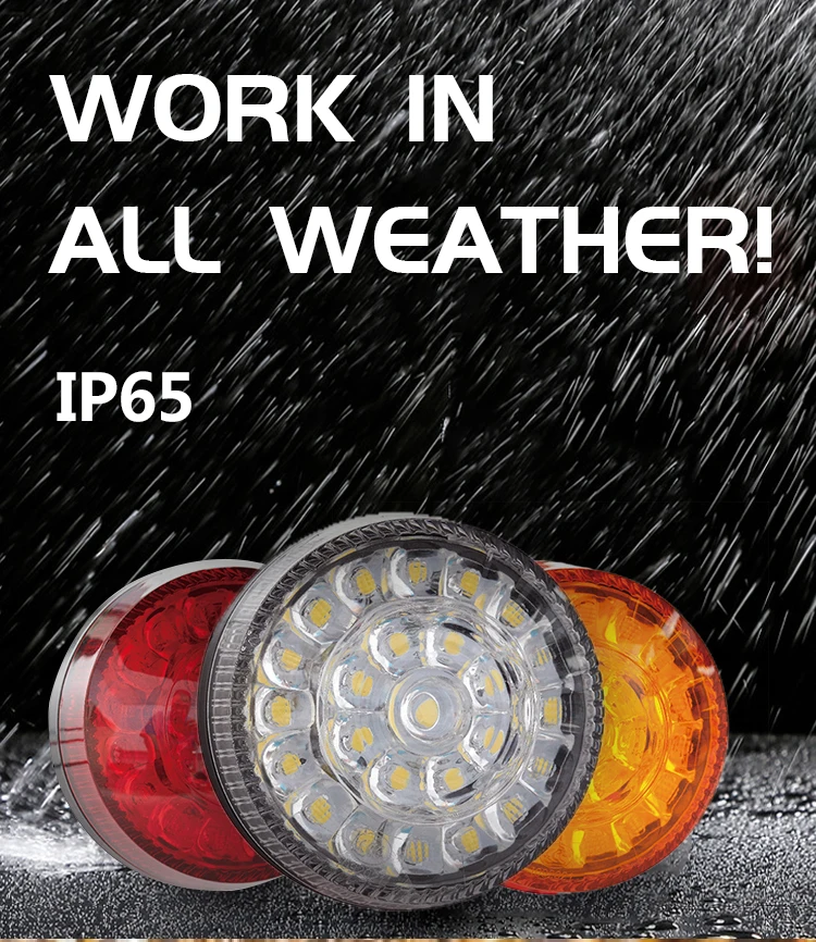 Round Led Motorcycle Combination Lights Red/amber/white Waterproof Ip65 ...