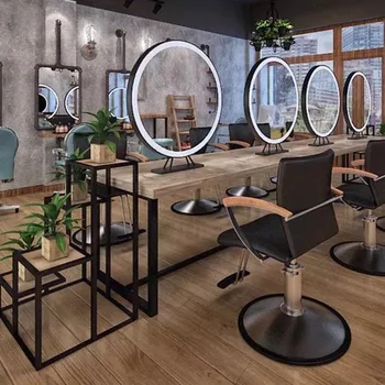 Double Sided Round Barber Shop Mirrors With Led Lights - Buy Barber ...