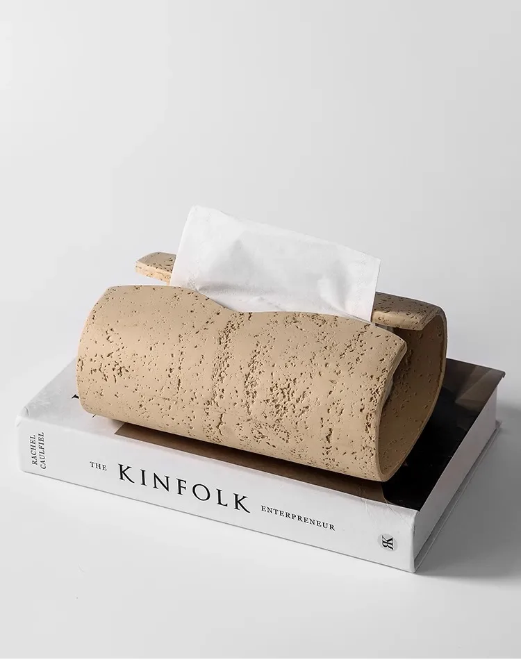 High-end Resin Paper Towel Box Wabi-sabi Style For Living Room Tea ...