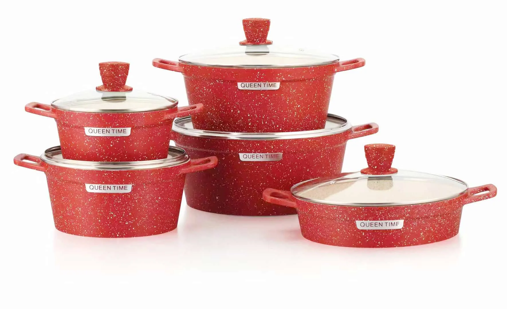 QUEEN TIME Die Cast Cookware Sets - Premium Kitchen Pots