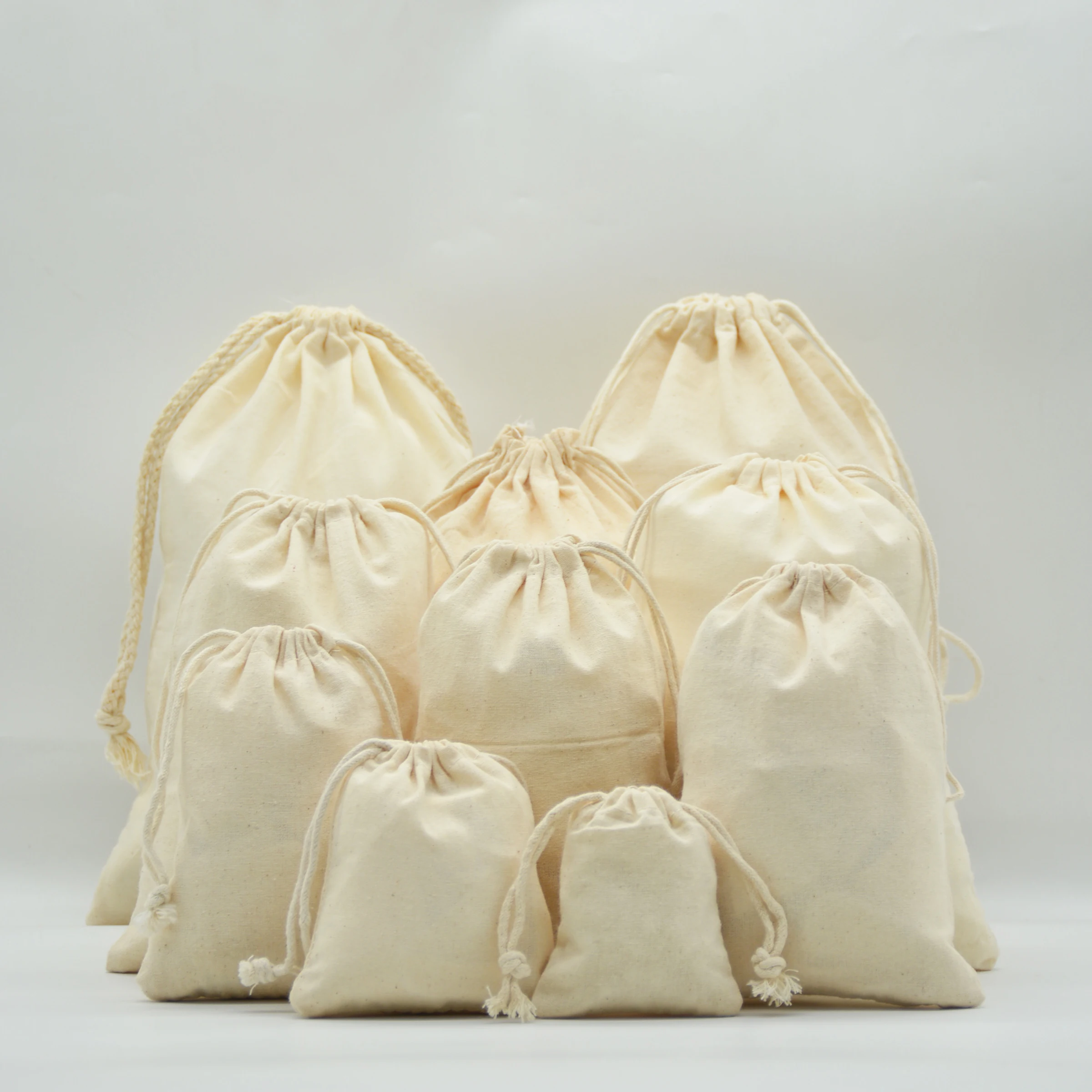 In Stock Cotton Canvas Drawstring Bags Organic Cotton Candy Snack Bags ...