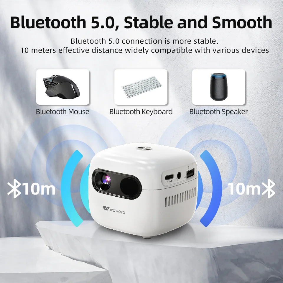 Mini Q8 Pocket Projector - Android 9.0, 2GB RAM, Built-in Battery