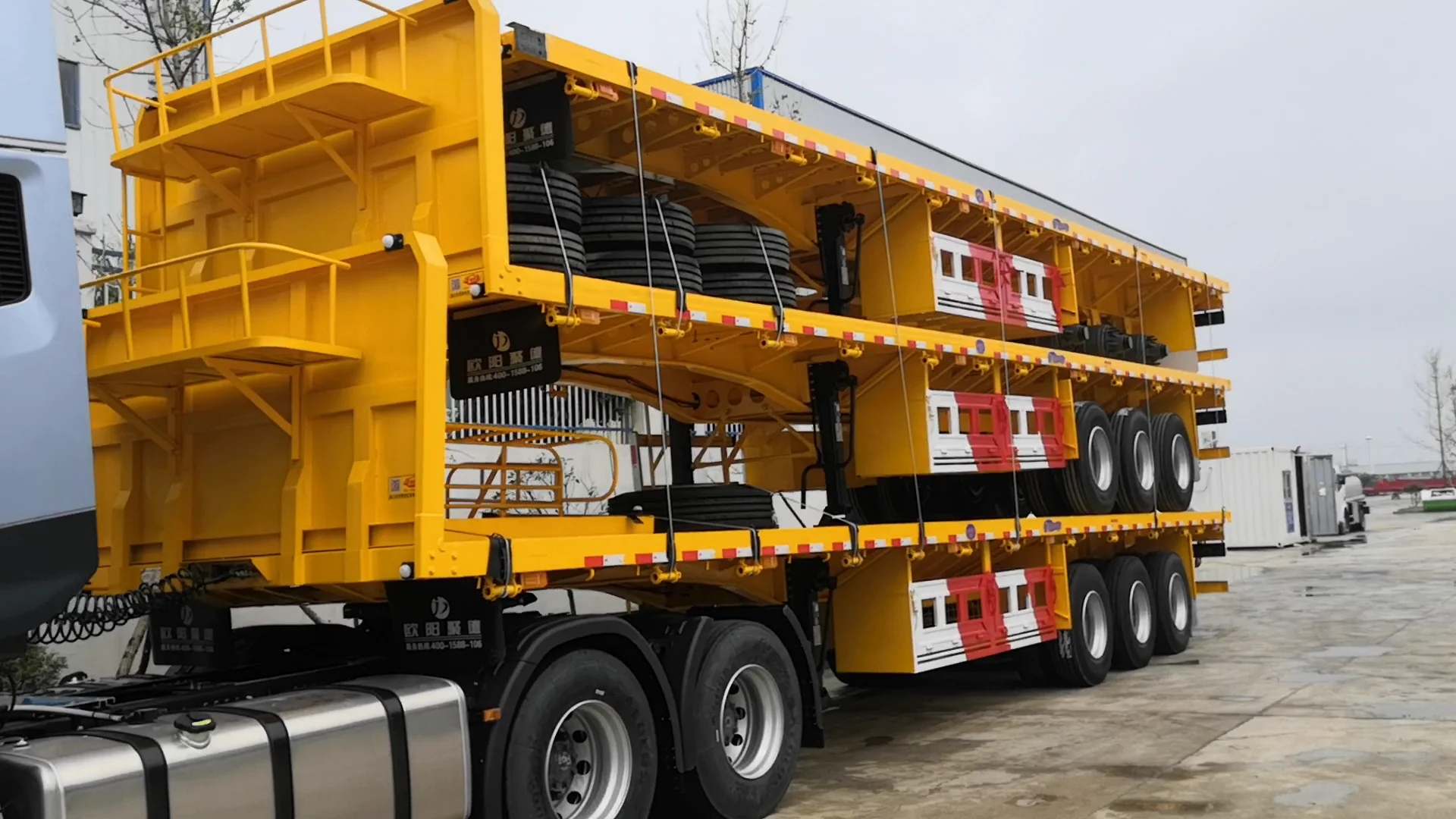 Oyjd Truck High Quality 40 Feet 2 3 Axles Flatbed Semi Truck Trailers ...