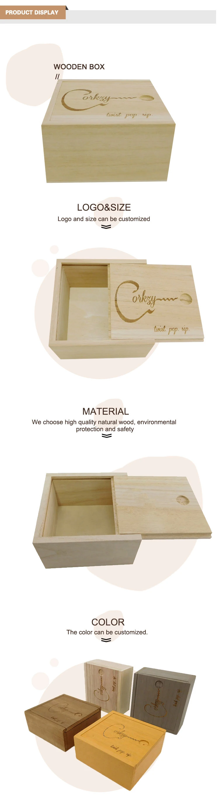 Gift Craft Packaging Boxes Storage Box Custom Unfinished Wood Keepsake ...