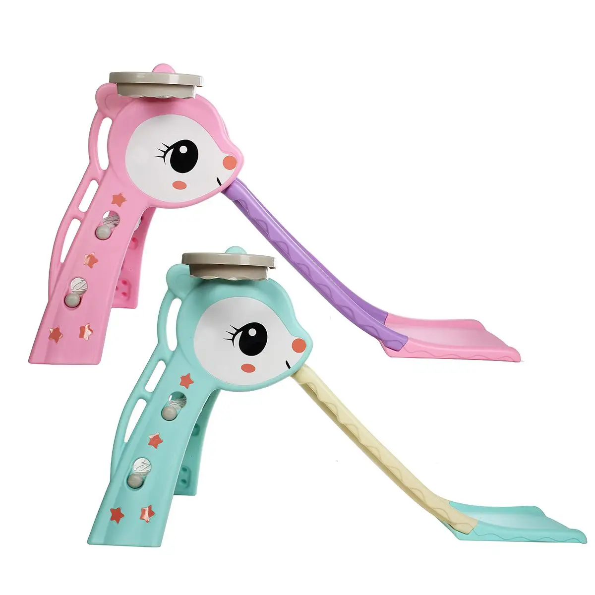 Cartoon Children's Slide Baby Indoor Toy Slide With Basketball Hoop ...