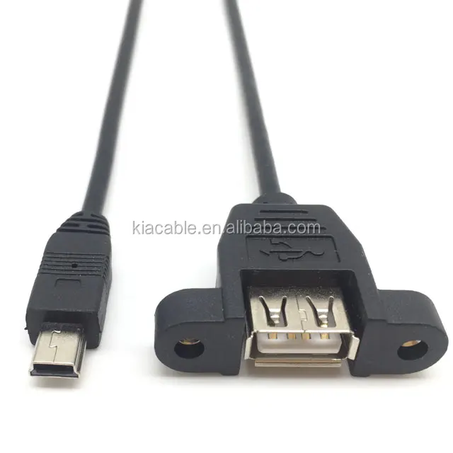 Mini USB 5pin Male to USB a Female Panel Mount Cable