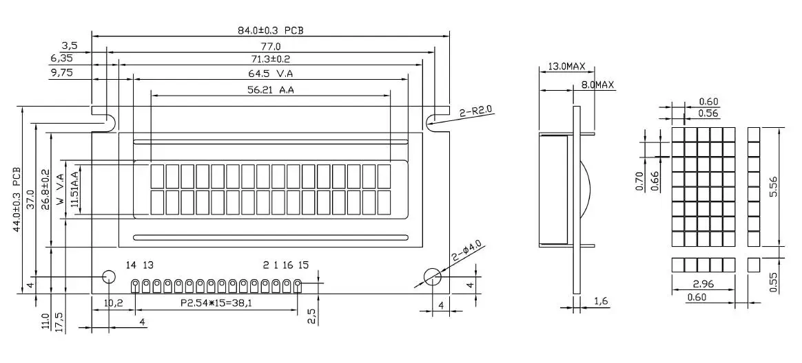 16x2 Character Lcd Module With Ks0066 Splc780d - Buy 16x2 Character Lcd ...