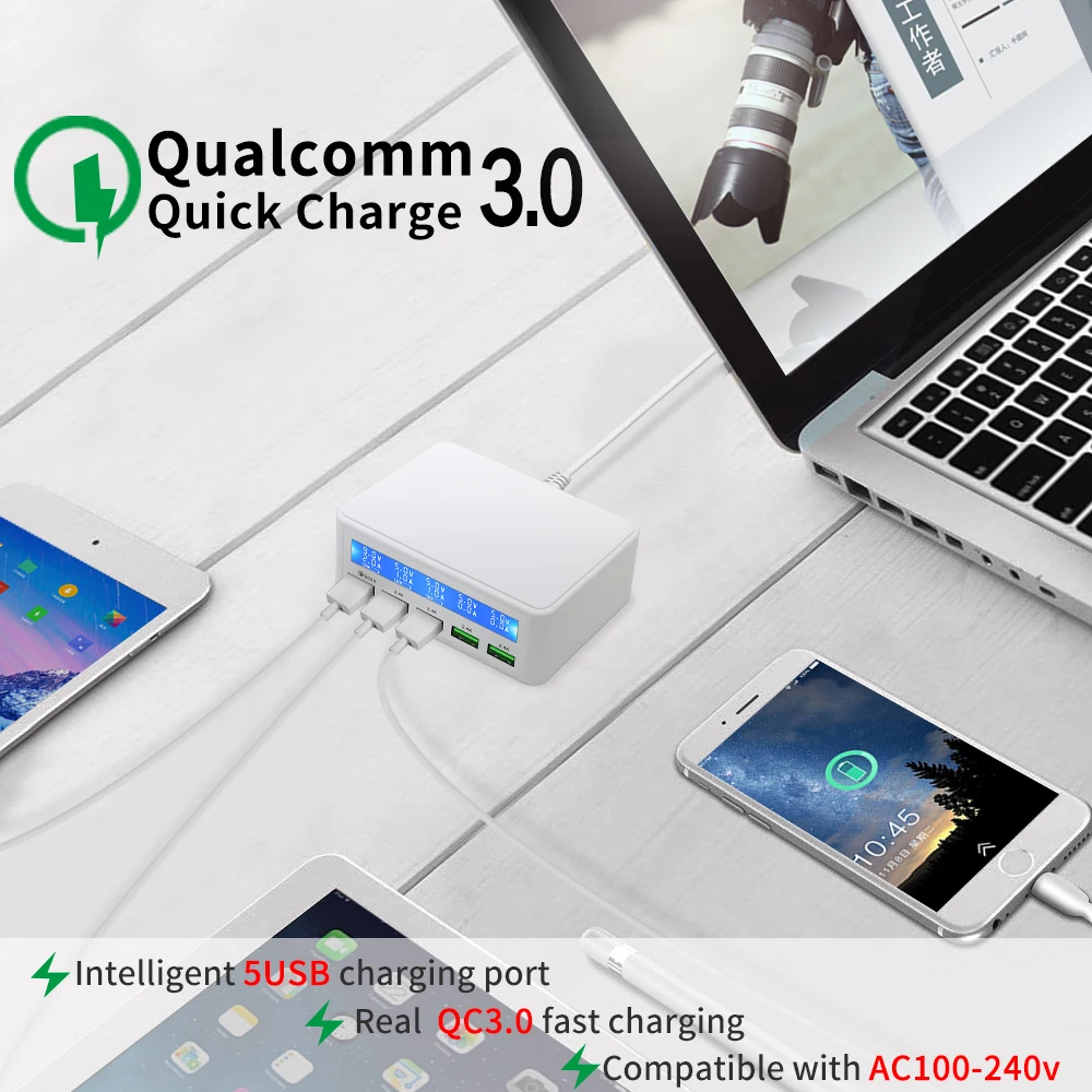 Quick Charger 50w 5v 5 Port Qualcomm 3.0 Usb Charge Station For ...