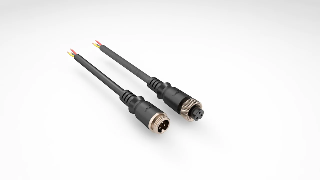 M12 Aviation 3 Pin Male Female Circular Sensor Cable Plug And Sockets ...