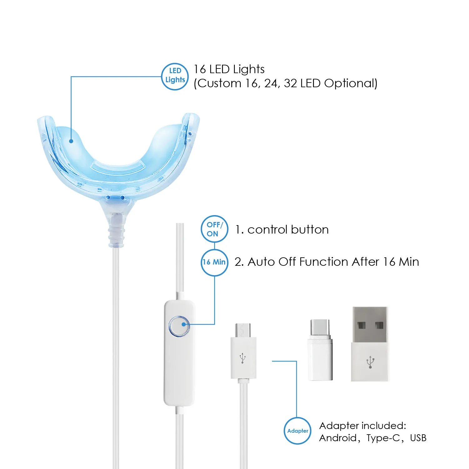 Wired Teeth Whitening Mouthpiece Led Accelerator Blue Light - Buy Teeth ...