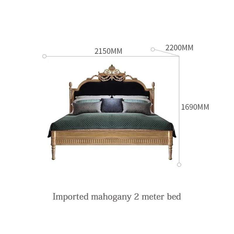 French Classical Court Retro Mahogany European Luxury Bed Double Queen ...