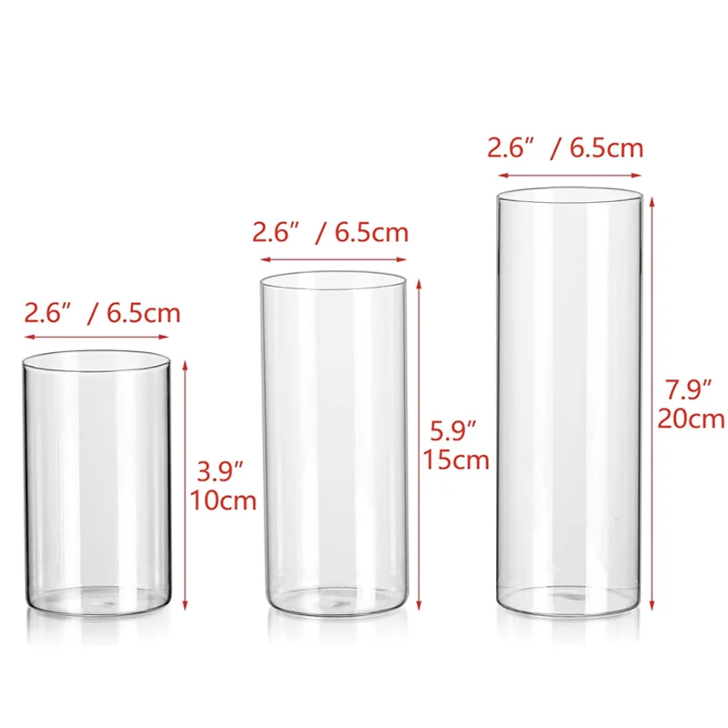 2.6" 4" 6" 8"10"inch Glass Cylinder Vases Tall Clear Vase For ...