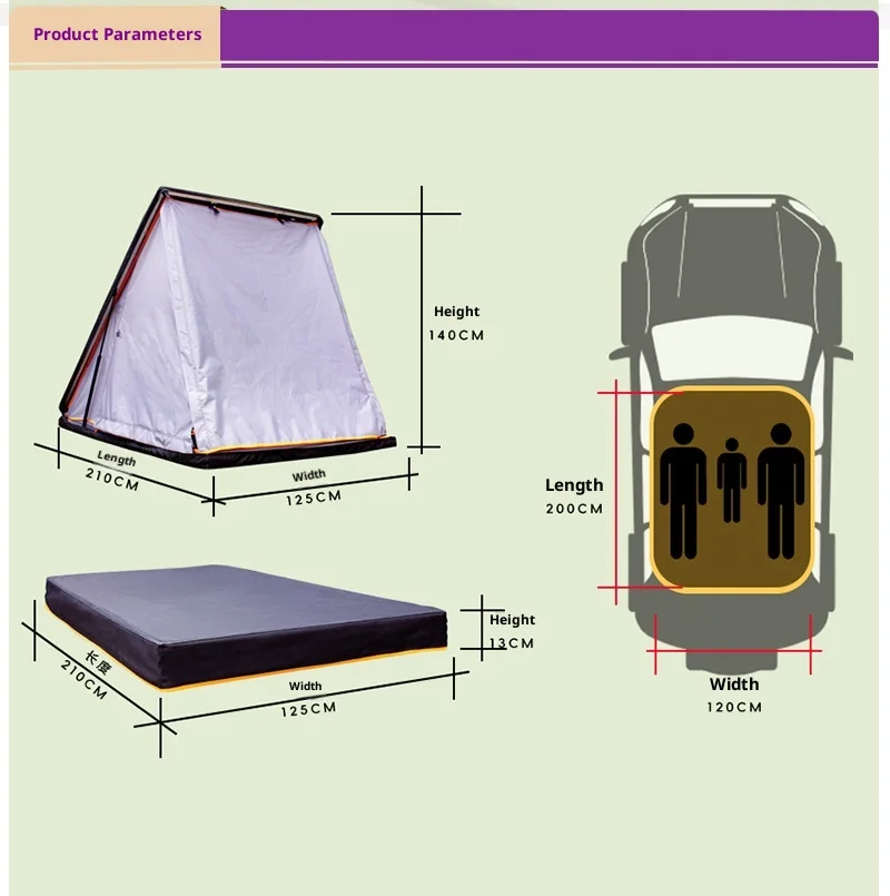 Triangle Soft Roof Top Tent 4x4 Aluminum 2 Person Double Layer Quick ...