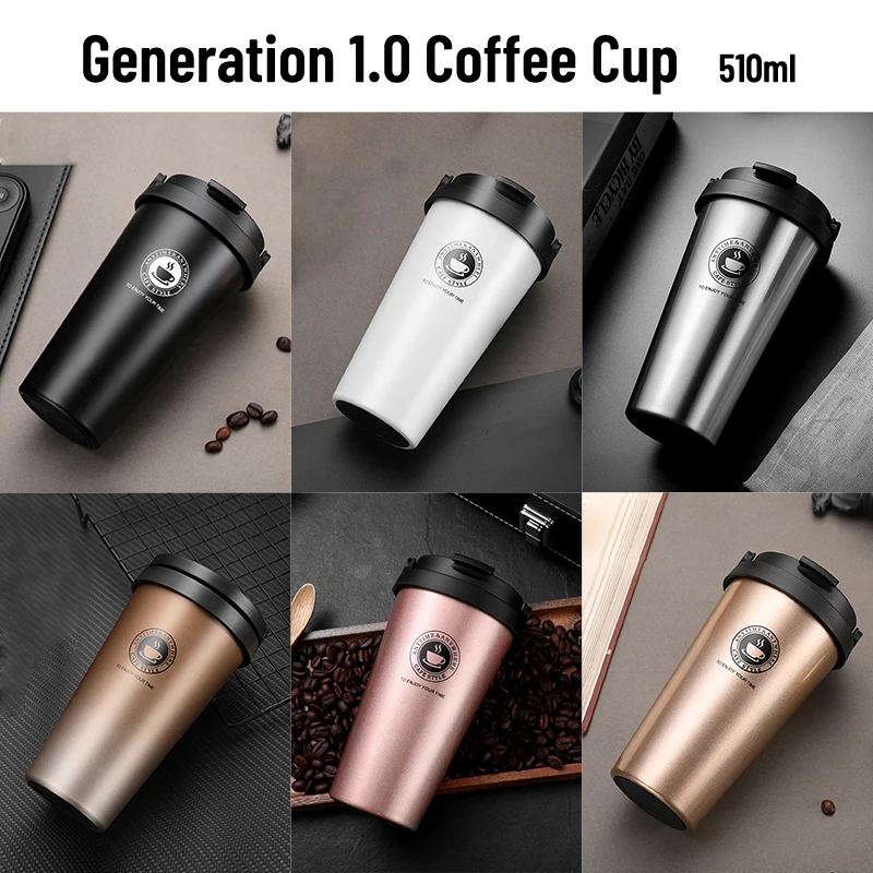 Custom Double Wall Travel Coffee Mug Portable Tea Wine Cups 500 Ml ...